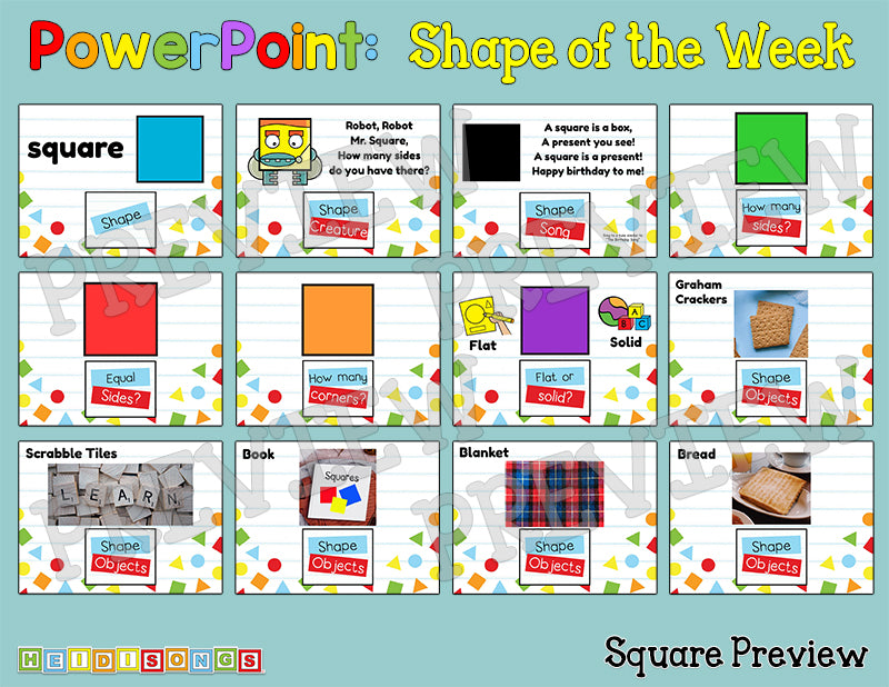 Shape of the Week Focus Wall Set for PowerPoint - Heidi Songs | Heidi Songs